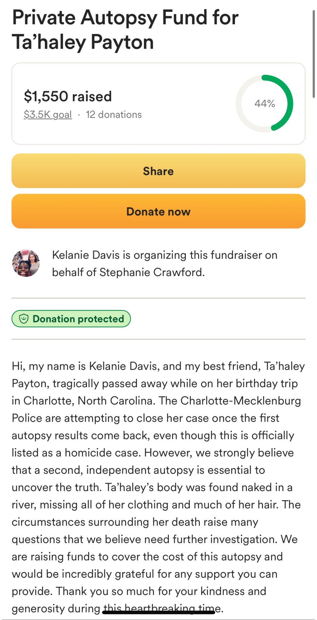 Ta'Haley Payton's Family Seeks Second Autopsy