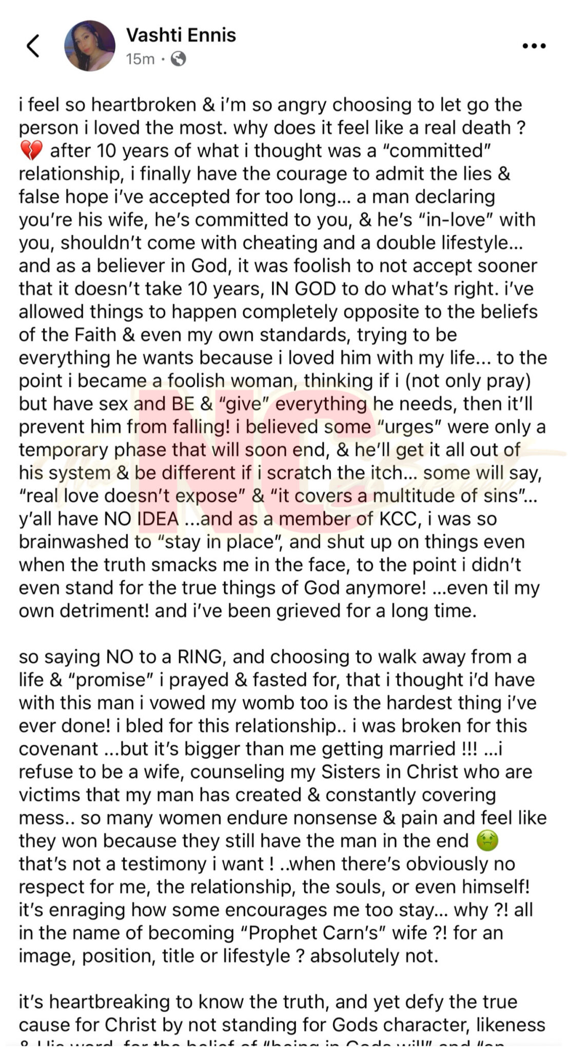 Prophet Brian Carn's Girlfriend Exposes Him On Facebook