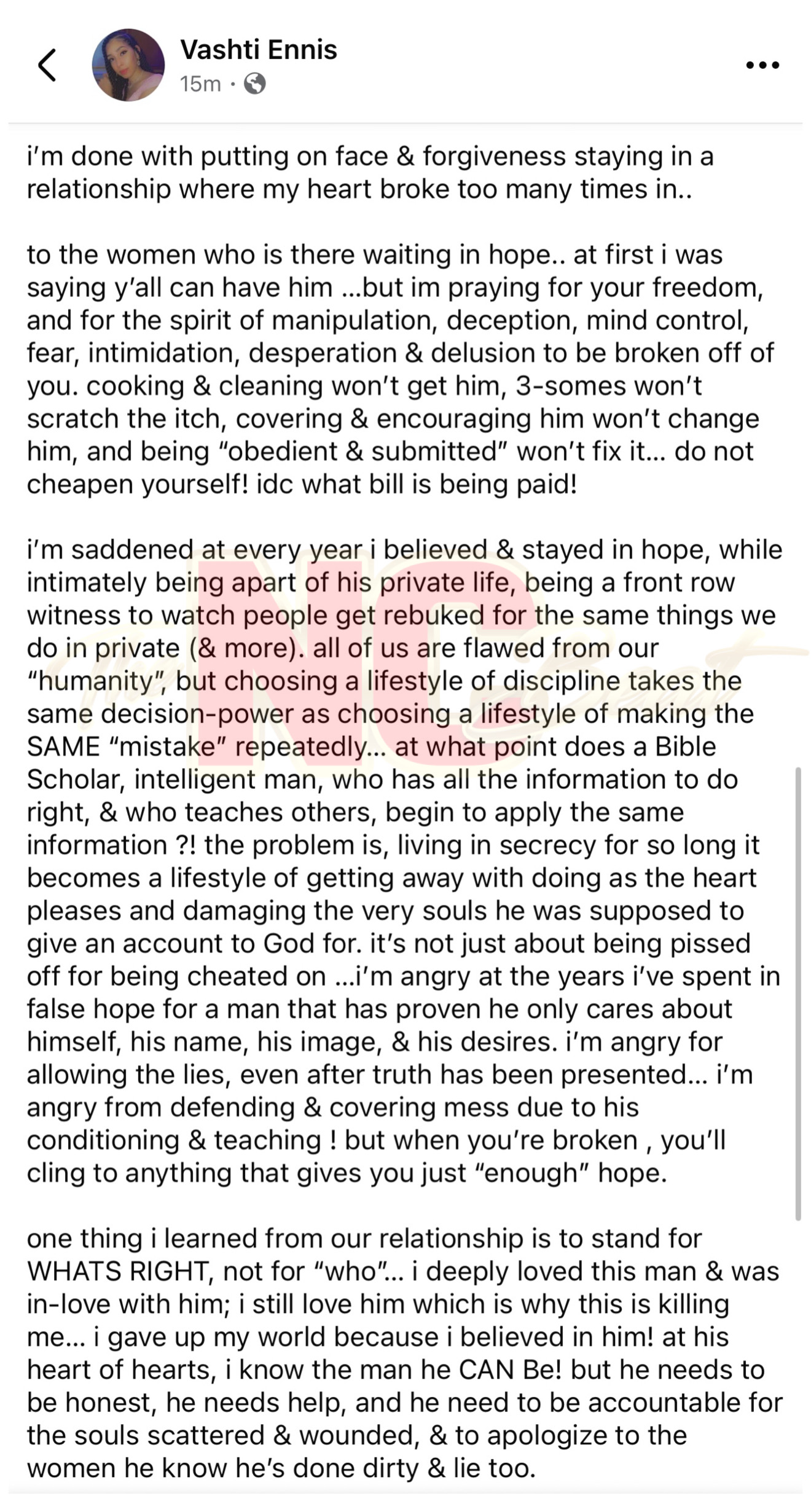 Prophet Brian Carn's Girlfriend Exposes Him On Facebook